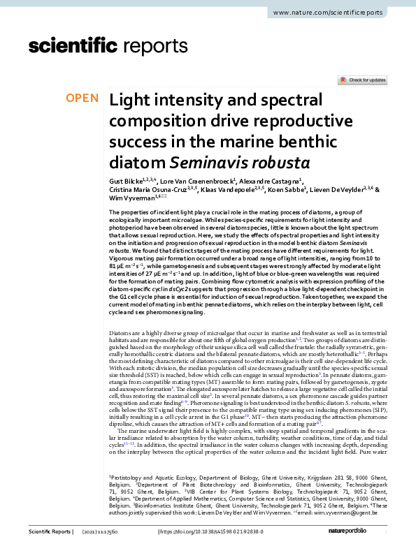 (PDF) Light intensity and spectral composition drive reproductive success in the marine benthic ...