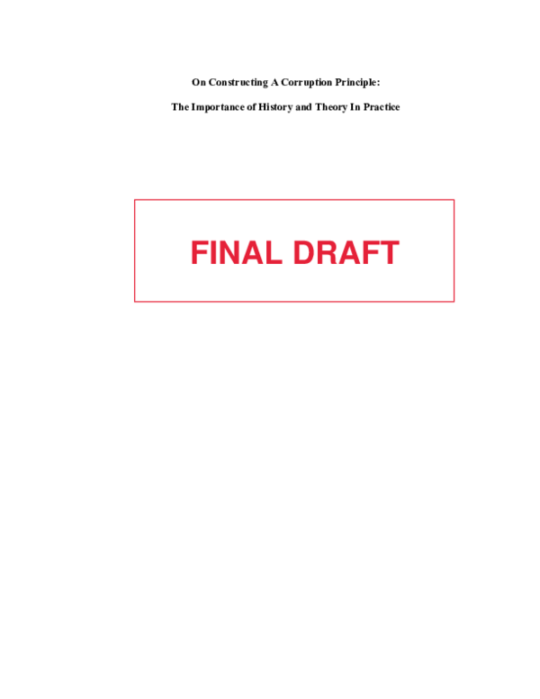 (PDF) On Constructing A Corruption Principle: The Importance of History and Theory In Practice