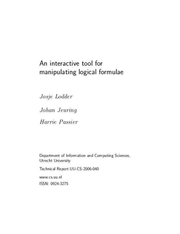 (PDF) An interactive tool for manipulating logical formulae