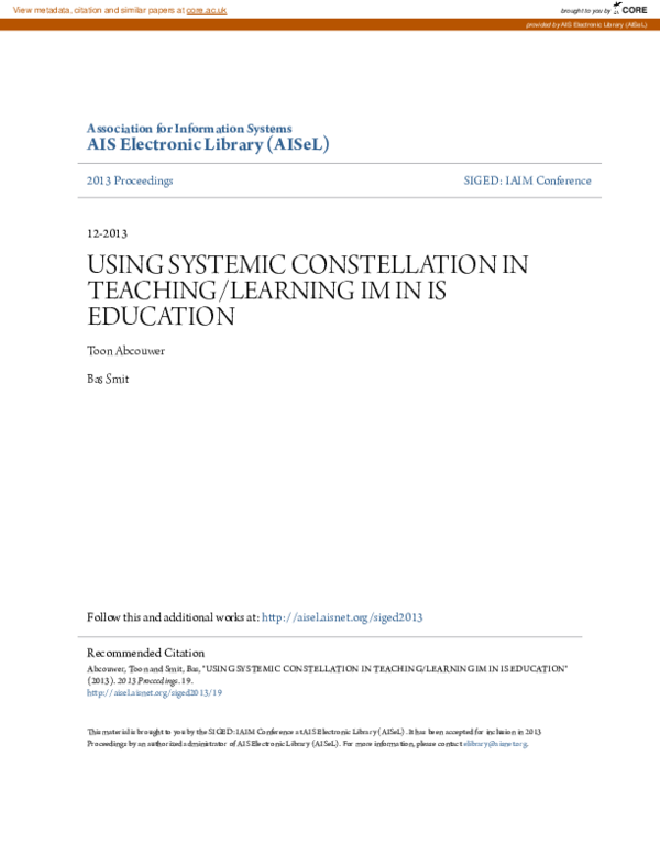 (PDF) Teaching Information Management with Systemic Constellations