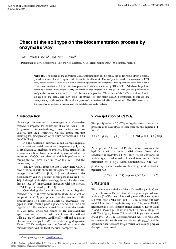 (PDF) Effect of the soil type on the biocementation process by ...