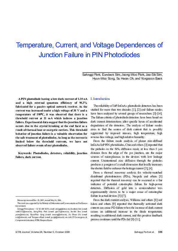 (PDF) Temperature, Current, and Voltage Dependences of Junction Failure ...