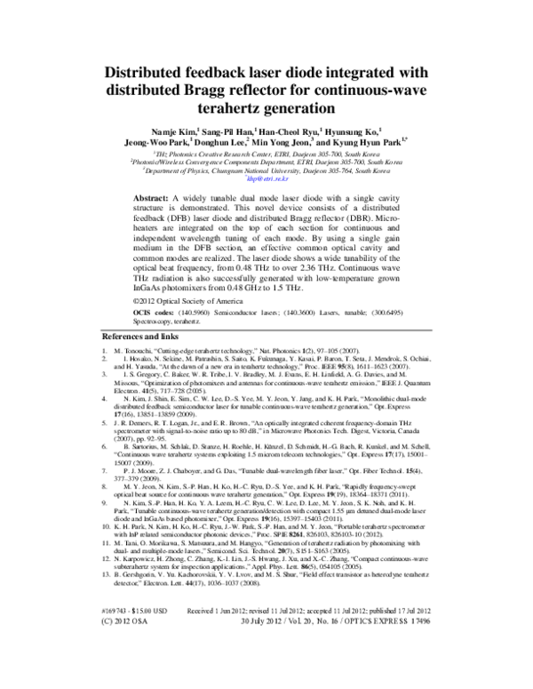 (PDF) Distributed feedback laser diode integrated with distributed Bragg reflector for ...