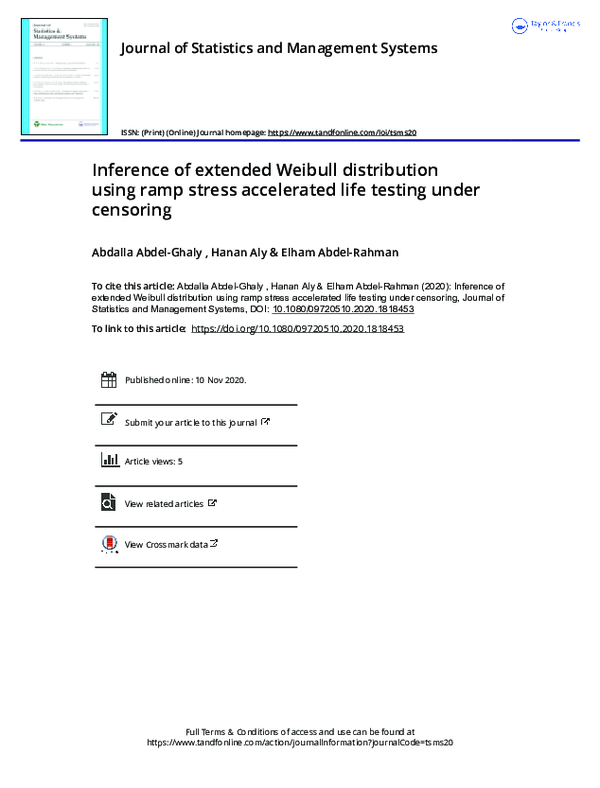 Pdf Inference Of Extended Weibull Distribution Using Ramp Stress Accelerated Life Testing