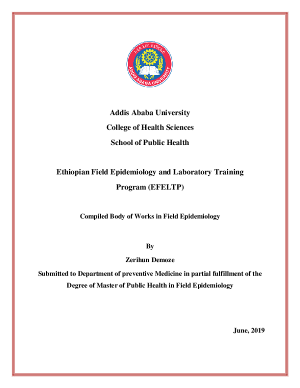 (PDF) Ethiopian Field Epidemiology and Laboratory Training Program (EFELTP) :Compiled Body of ...