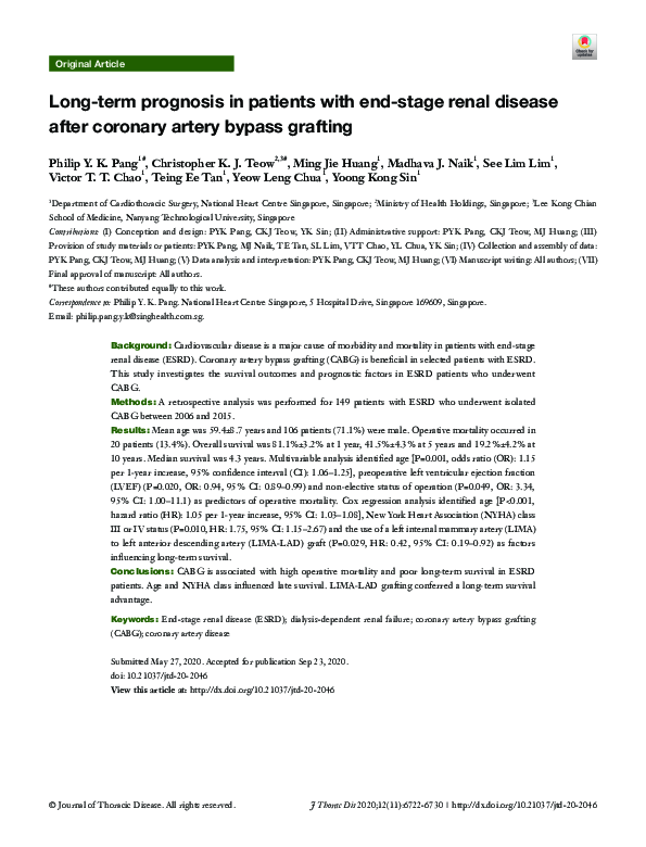(PDF) Long-term prognosis in patients with end-stage renal disease ...