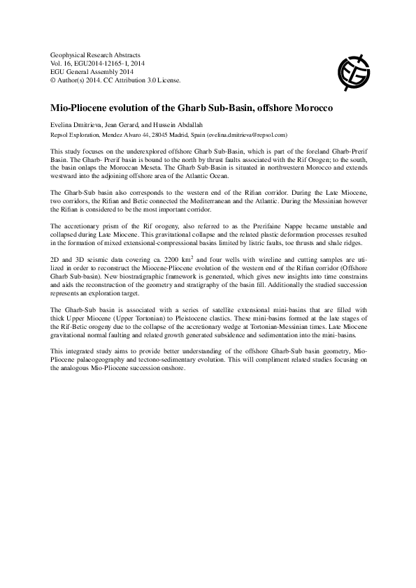 (PDF) Mio-Pliocene evolution of the Gharb Sub-Basin, offshore Morocco