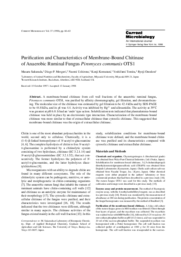 (PDF) Purification and Characteristics of Membrane-Bound Chitinase of ...
