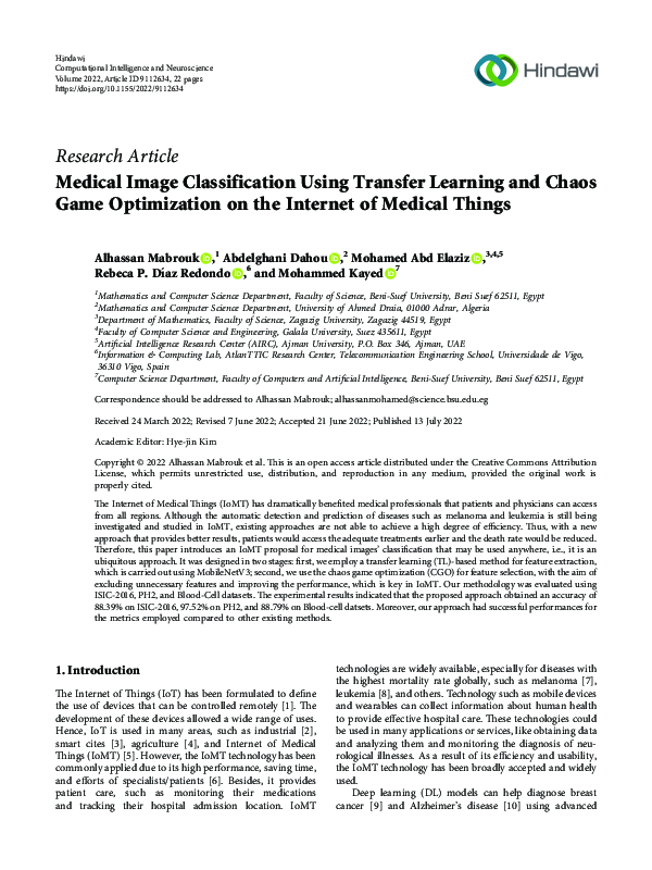 (PDF) Medical Image Classification Using Transfer Learning and Chaos Game Optimization on the ...