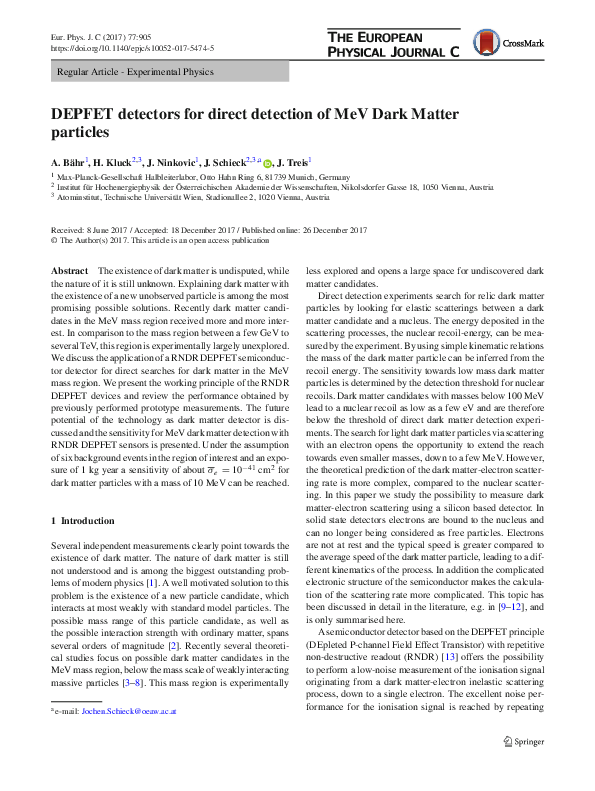(PDF) DEPFET detectors for direct detection of MeV Dark Matter particles
