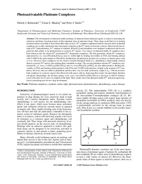 (PDF) Photoactivatable Platinum Complexes