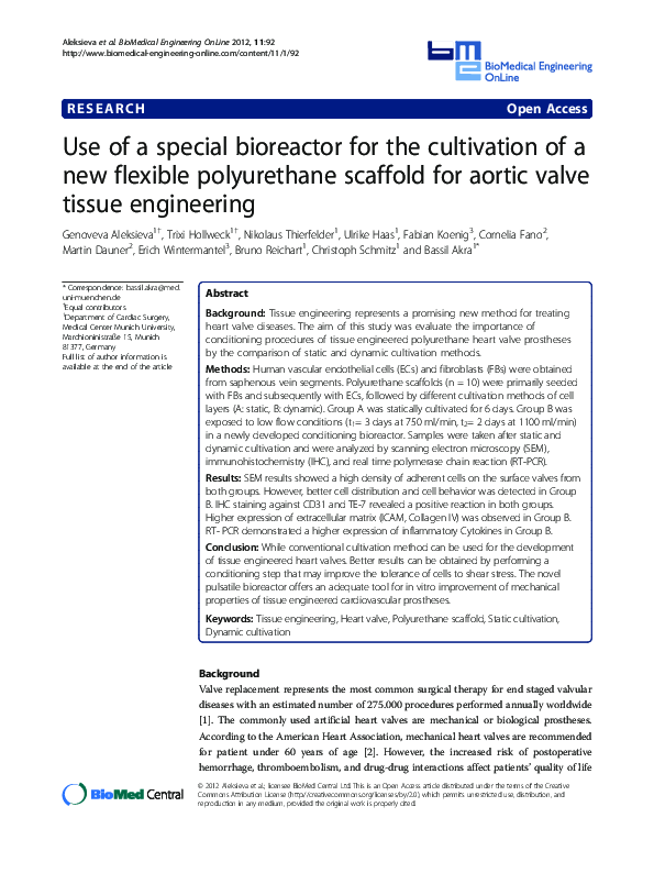 (PDF) Use of a special bioreactor for the cultivation of a new flexible ...