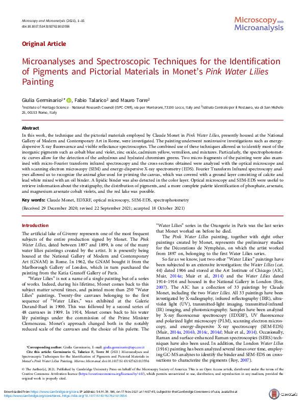 (PDF) Microanalyses and Spectroscopic Techniques for the Identification ...
