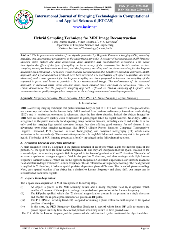 (PDF) Hybrid Sampling Technique for MRI Image Reconstruction Tanuj ...