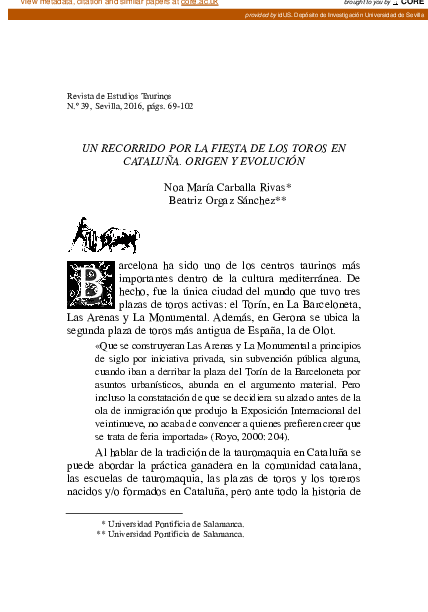 (PDF) Un recorrido por la fiesta de los toros en Cataluña. Origen y ...