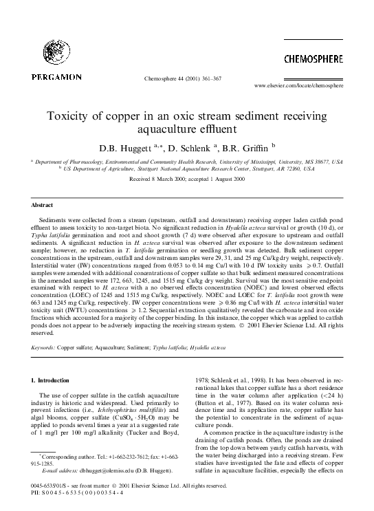 (PDF) Toxicity of copper in an oxic stream sediment receiving ...