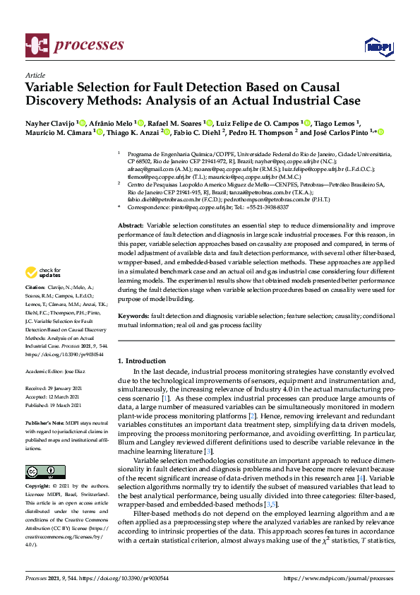 (PDF) Variable Selection for Fault Detection Based on Causal Discovery ... (PDF) Variable Selection for Fault Detection Based on Causal Discovery ...