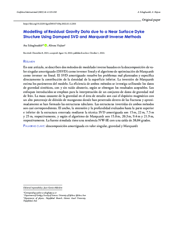 (PDF) Modelling of Residual Gravity Data due to a Near Surface Dyke ...