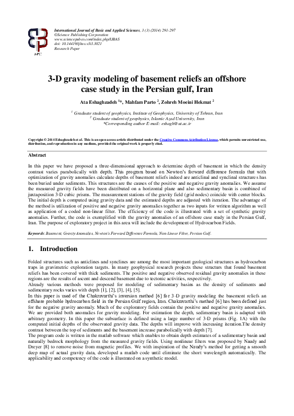 (PDF) 3-D gravity modeling of basement reliefs an offshore case study ...