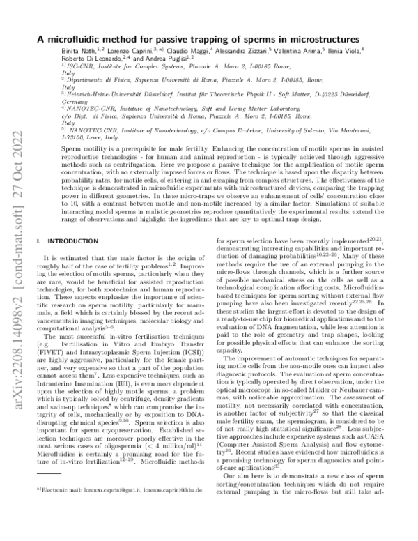 (PDF) A microfluidic method for passive trapping of sperms in ...