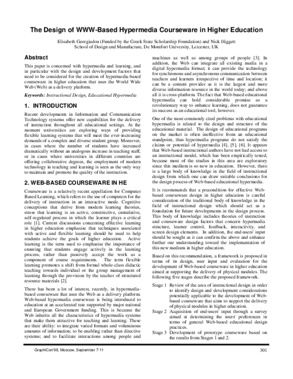 (PDF) The Design of Web-Based Hypermedia Courseware in Higher Education