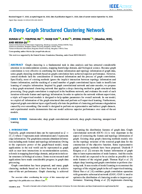 (PDF) A Deep Graph Structured Clustering Network | Xunkai Li - Academia.edu
