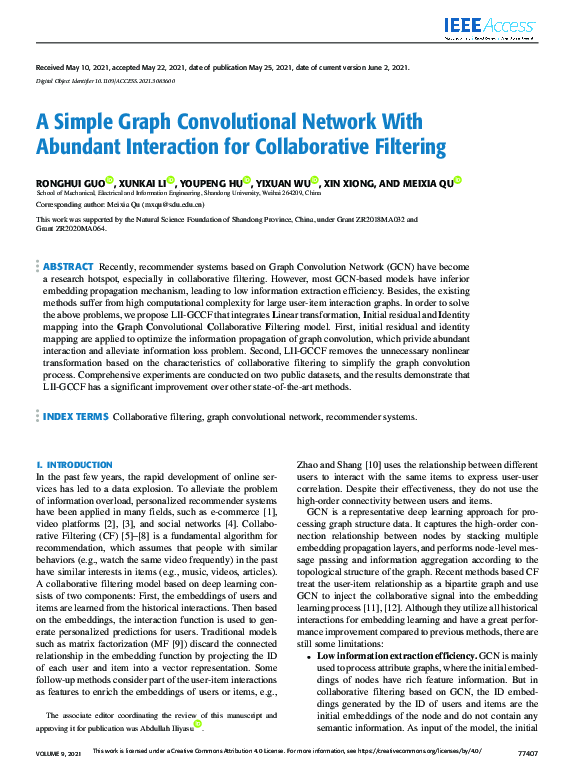(PDF) A Simple Graph Convolutional Network With Abundant Interaction for Collaborative Filtering ...