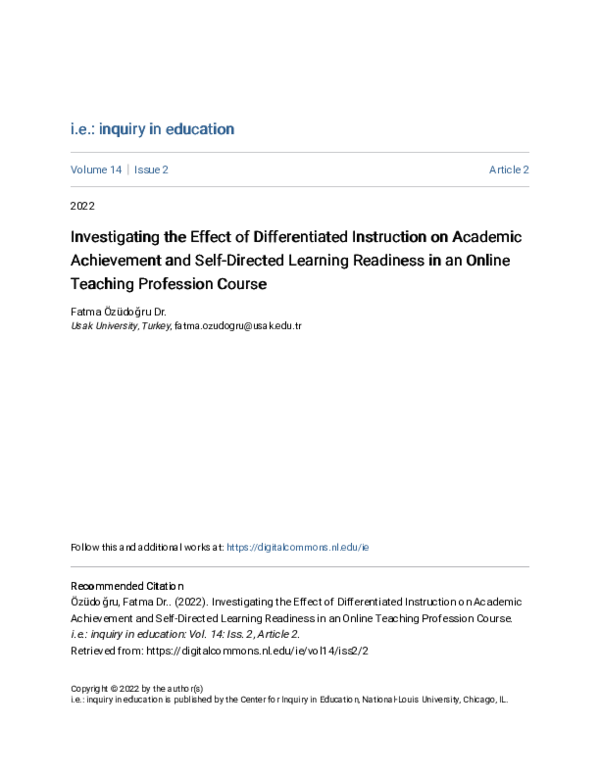 (PDF) Investigating the Effect of Differentiated Instruction on Academic Achievement and Self ...