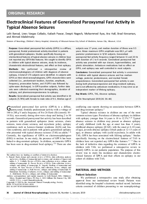(PDF) Electroclinical Features of Generalized Paroxysmal Fast Activity ...