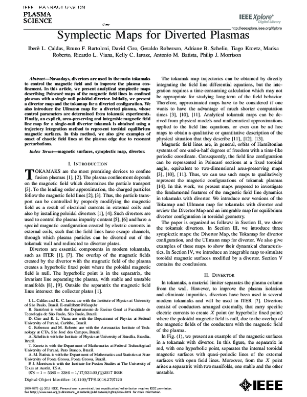 (PDF) Symplectic Maps for Diverted Plasmas