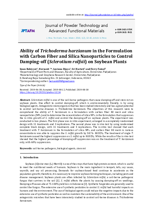 (PDF) Ability of Trichoderma harzianum in the Formulation with Carbon Fiber and Silica Nano ...