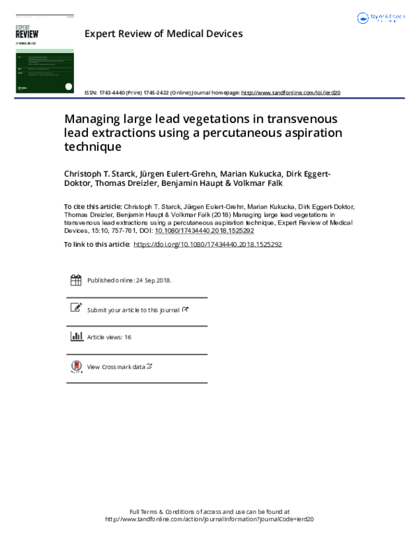 (PDF) Managing large lead vegetations in transvenous lead extractions ...