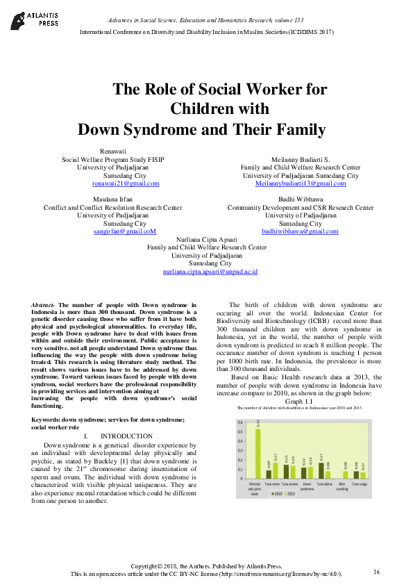 (PDF) The role of social workers for children with down syndrome and ...