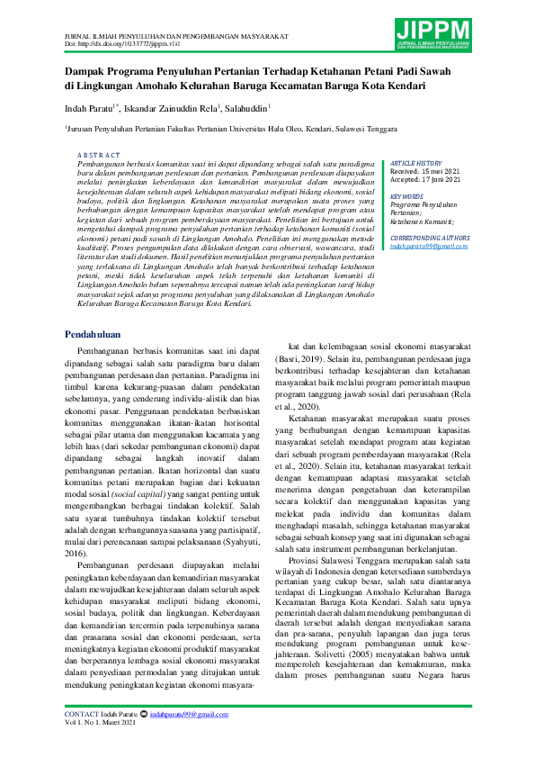 (PDF) Dampak Pelaksanaan Programa Penyuluhan Pertanian terhadap Kapasitas dan Ketahanan Ekonomi ...