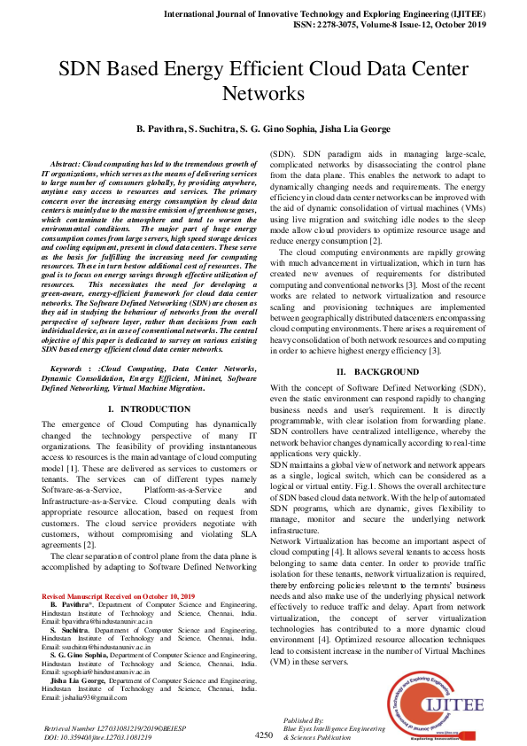 (PDF) SDN Based Energy Efficient Cloud Data Center Networks