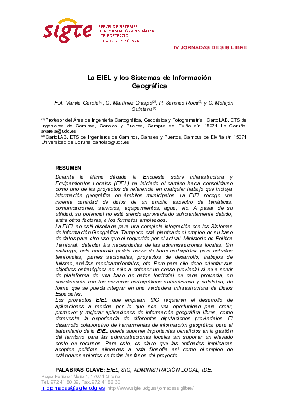(PDF) La EIEL y los Sistemas de Información Geográfica