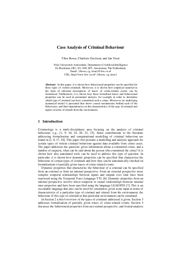 (PDF) Case Analysis of Criminal Behaviour