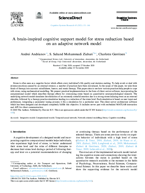 (PDF) A brain-inspired cognitive support model for stress reduction based on an adaptive network ...