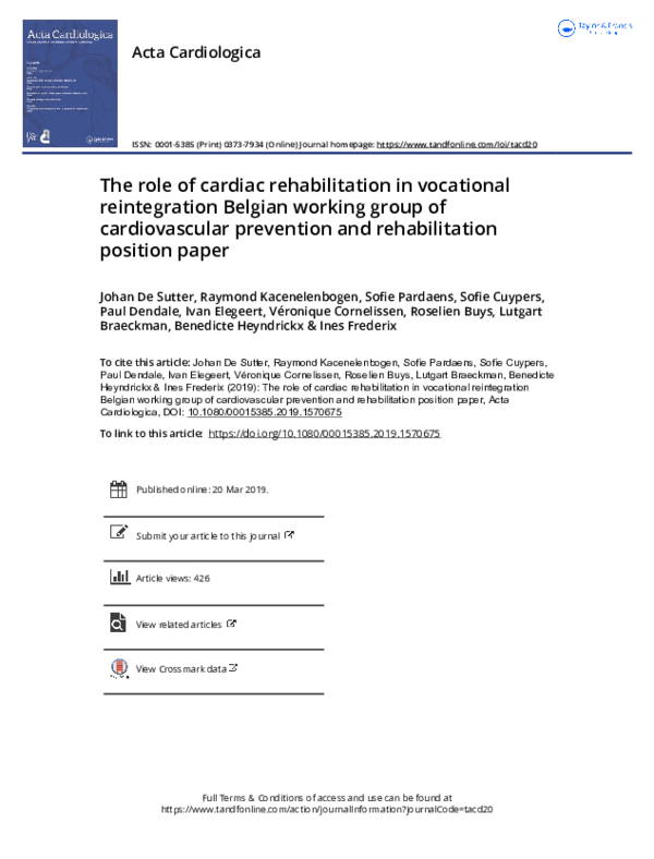 (PDF) The role of cardiac rehabilitation in vocational reintegration ...
