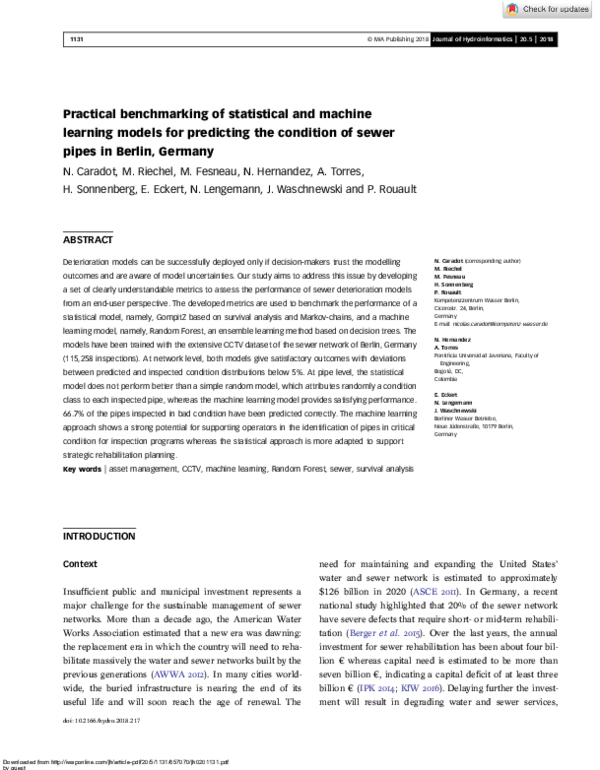 (PDF) Practical benchmarking of statistical and machine learning models for predicting the ...