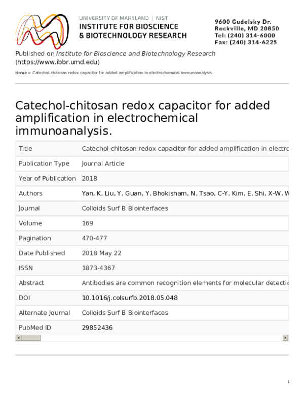 (PDF) Catechol-chitosan redox capacitor for added amplification in ...