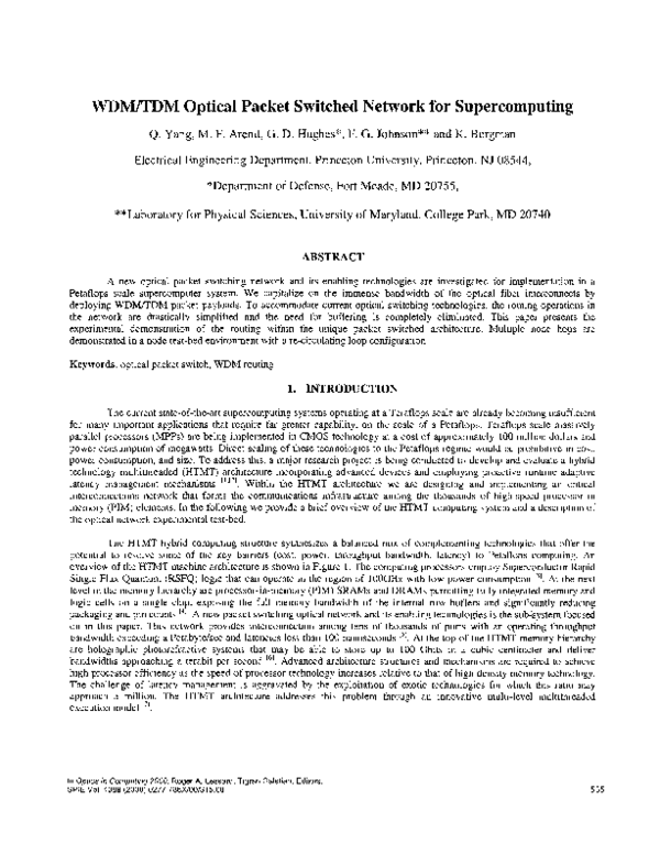 (PDF) WDM/TDM optical-packet-switched network for supercomputing