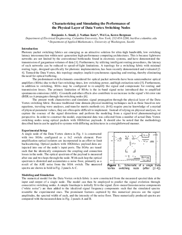 Pdf Characterizing And Simulating The Performance Of The Physical Layer Of Data Vortex