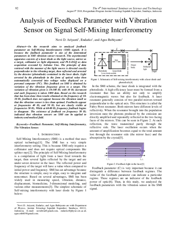 (PDF) Analysis of Feedback Parameter with Vibration Sensor on Signal Self-Mixing Interferometry