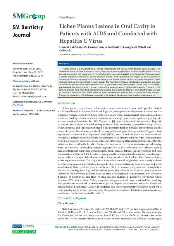 (PDF) Lichen Planus Lesions in Oral Cavity in Patients with AIDS and Coinfected with Hepatitis C ...
