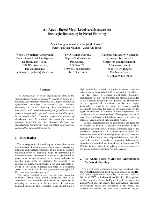 (PDF) An Agent-Based Meta-level Architecture for Strategic Reasoning in ...