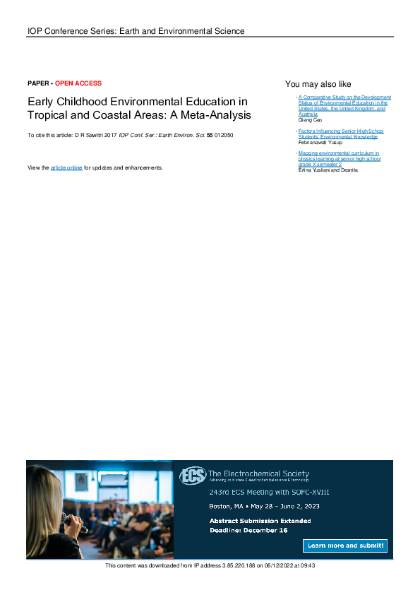 (PDF) Early Childhood Environmental Education in Tropical and Coastal ...