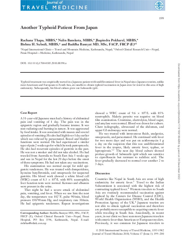 (PDF) Another Typhoid Patient From Japan