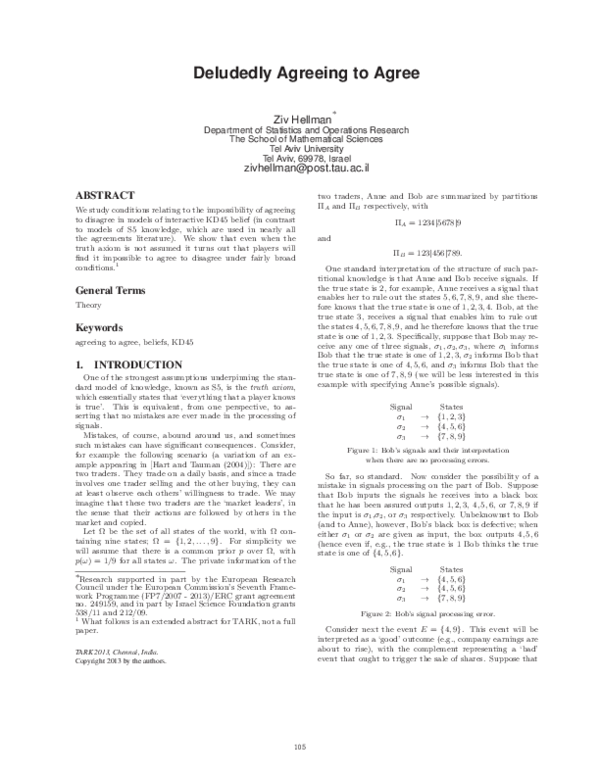 (PDF) Deludedly Agreeing to Agree