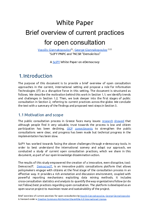(PDF) White Paper: Brief overview of current practices for open ...